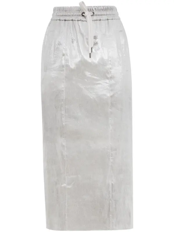 Brunello Cucinelli Metallic-finish Midi Skirt