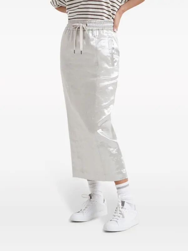 Brunello Cucinelli Metallic-finish Midi Skirt