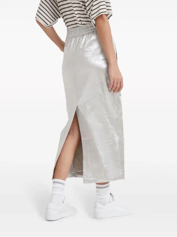 Brunello Cucinelli Metallic-finish Midi Skirt