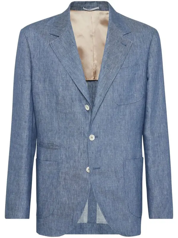 Brunello Cucinelli Single-breasted Linen Blazer - Blue