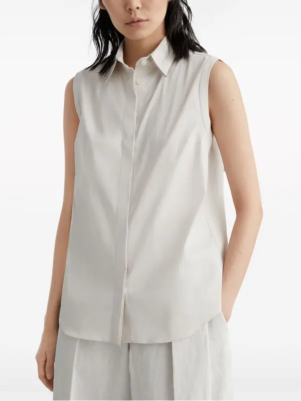 Brunello Cucinelli Plain Sleeveless Shirt - White
