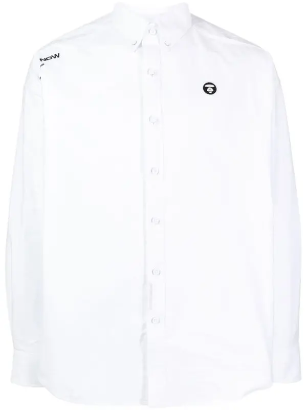 AAPE BY *A BATHING APE Logo-embroidered Cotton Shirt - White