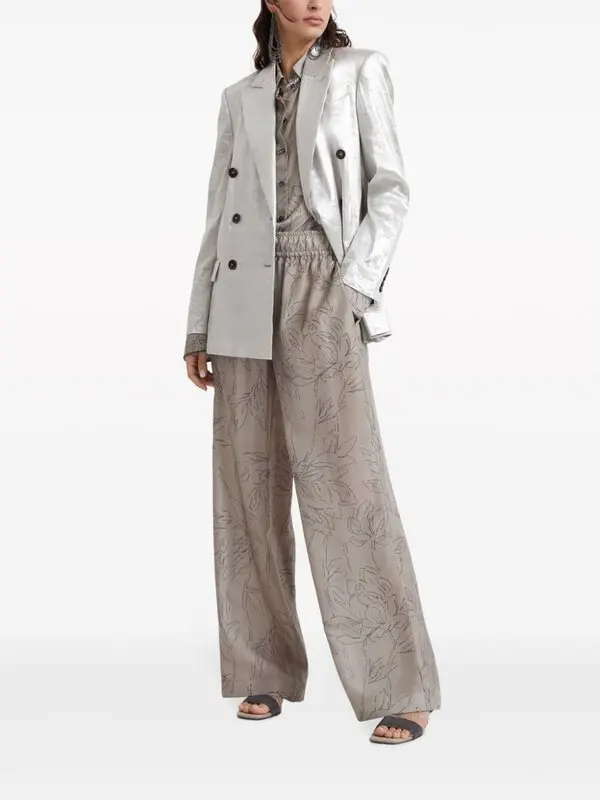 Brunello Cucinelli Metallic Double-breasted Blazer - Grey