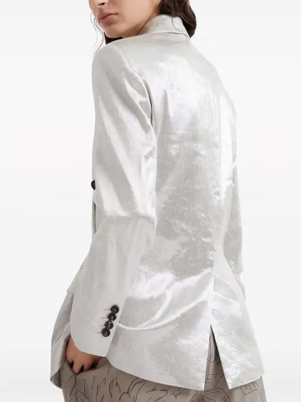 Brunello Cucinelli Metallic Double-breasted Blazer - Grey