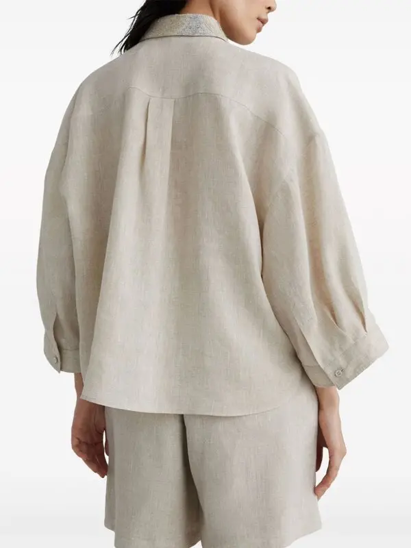 Brunello Cucinelli Embroidered Short-sleeve Shirt