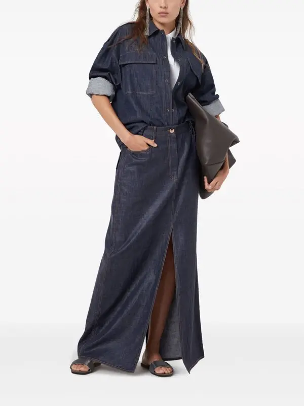 Brunello Cucinelli Denim Maxi Skirt