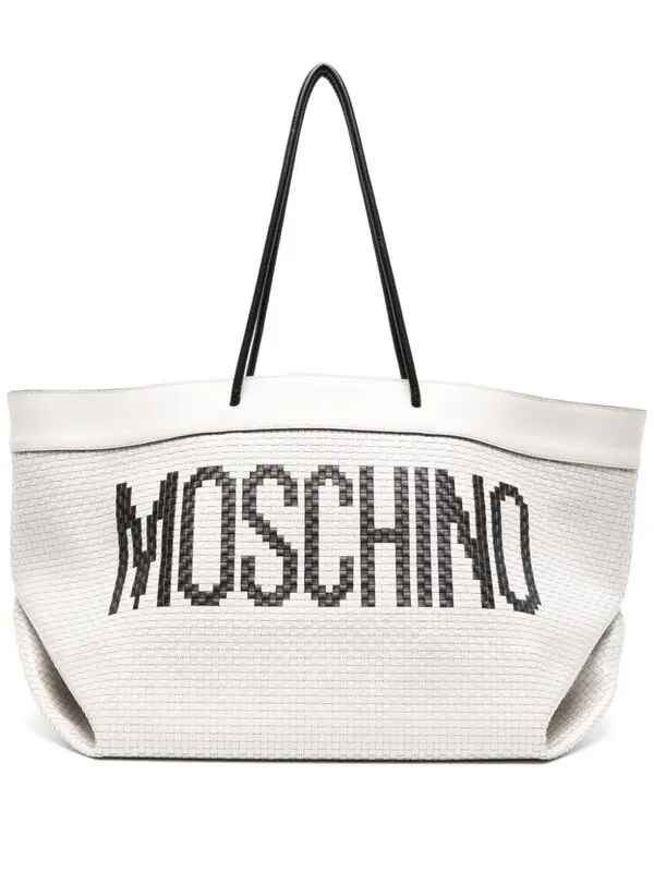 Moschino Print Interwoven Tote Bag - White