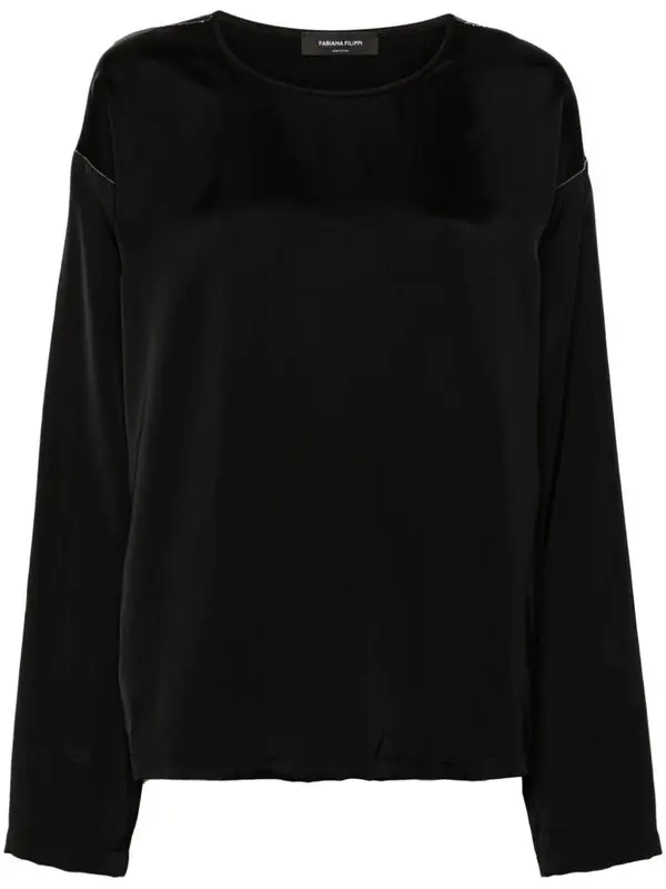 Fabiana Filippi Beaded-trim Crepe Top - Black