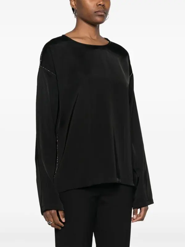 Fabiana Filippi Beaded-trim Crepe Top - Black