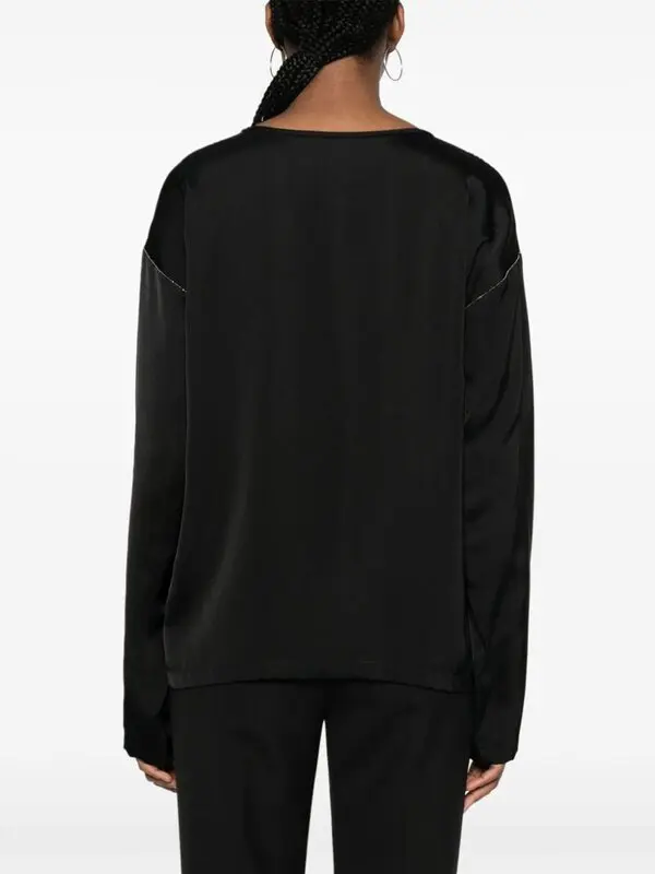 Fabiana Filippi Beaded-trim Crepe Top - Black