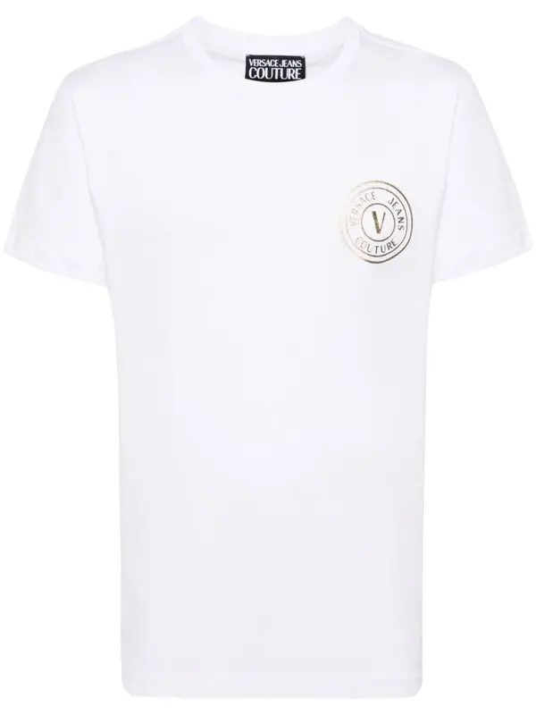 Versace Logo-flocked Cotton T-shirt - White