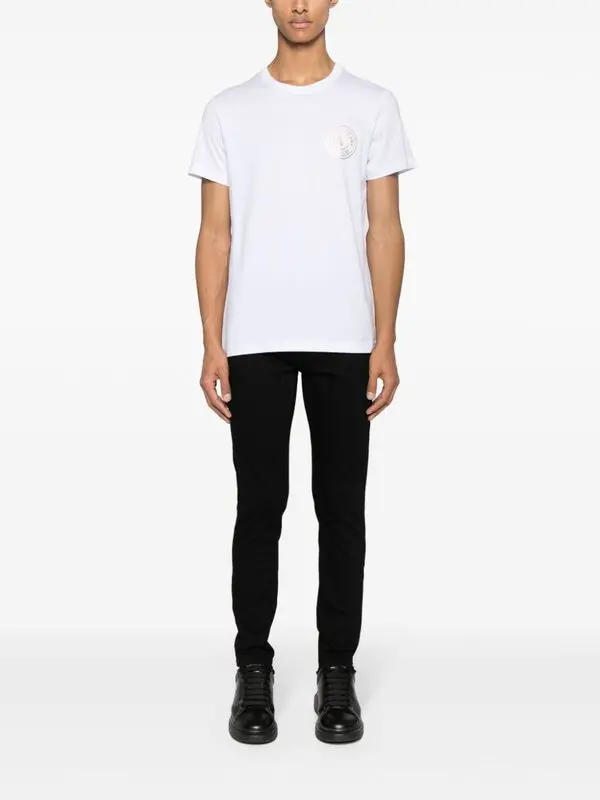 Versace Logo-flocked Cotton T-shirt - White