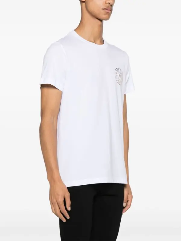 Versace Logo-flocked Cotton T-shirt - White