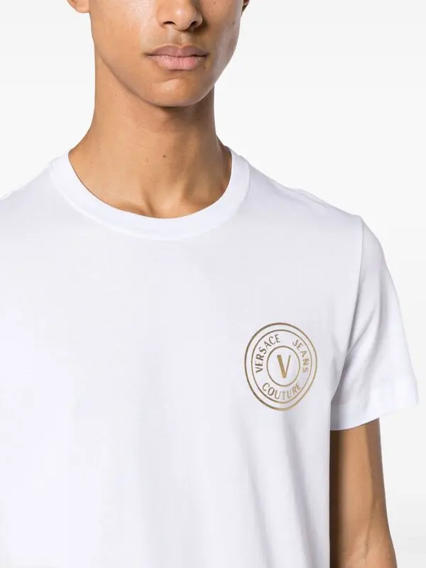Versace Logo-flocked Cotton T-shirt - White