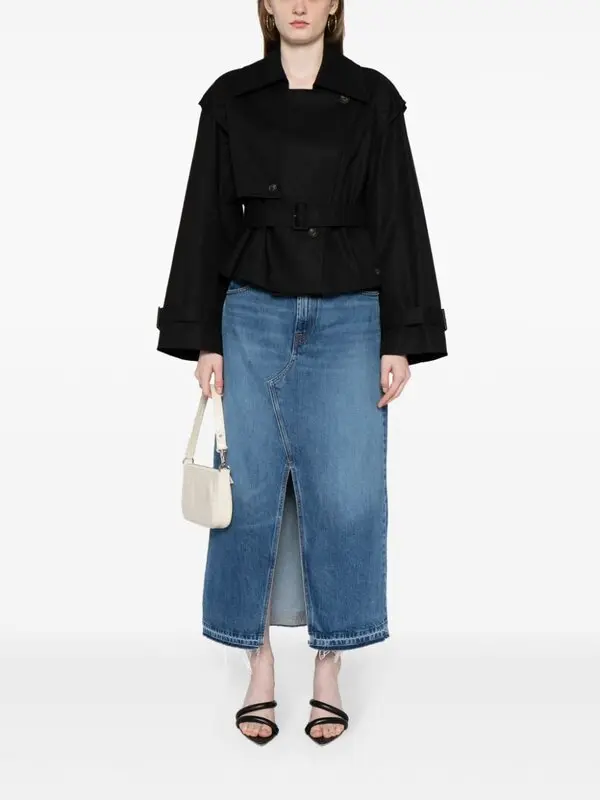 JNBY Open-back Cropped Trench Coat - Black
