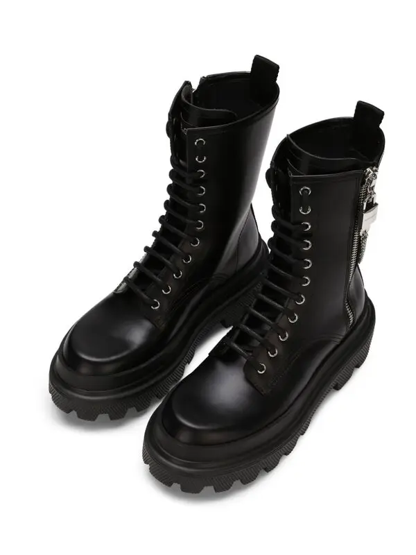 Buy Dolce & Gabbana Chain-link Combat Boots - Black At 34% Off