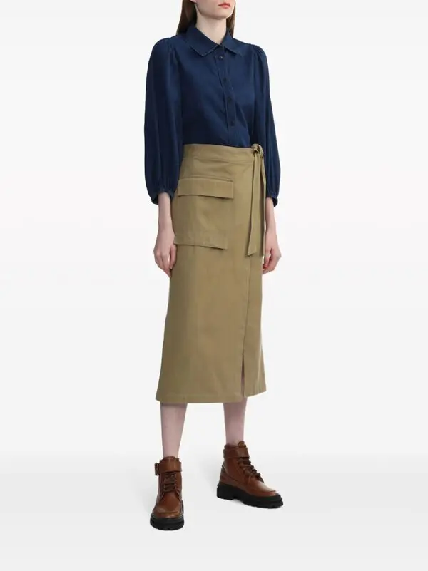 Closed Tie-fastening Midi Skirt - Neutrals