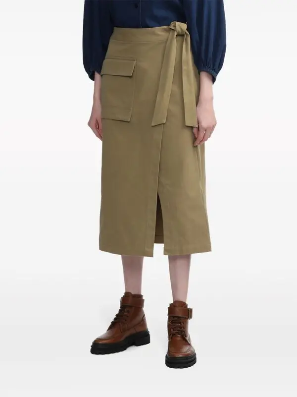 Closed Tie-fastening Midi Skirt - Neutrals
