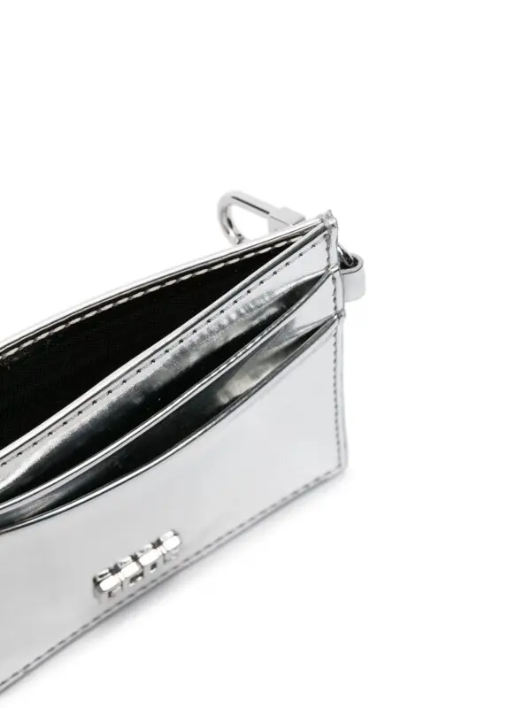 Gcds Comma Mirror Leather Card Holder - Silver
