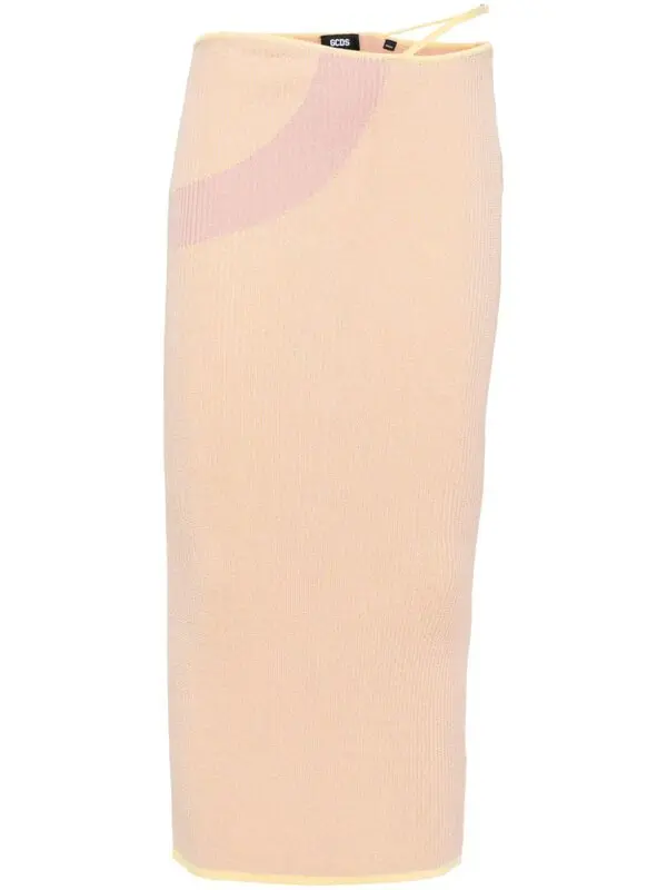 Gcds Comma Logo-plaque Ribbed Skirt