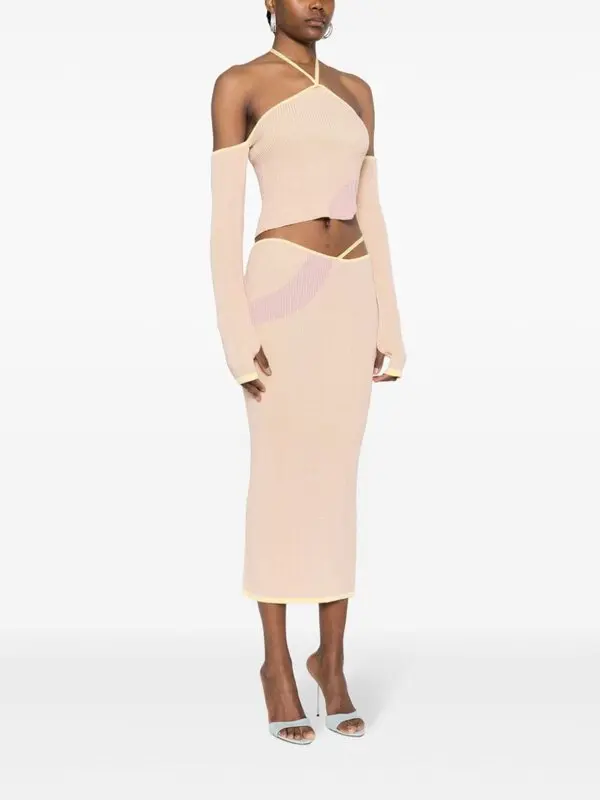 Gcds Comma Logo-plaque Ribbed Skirt