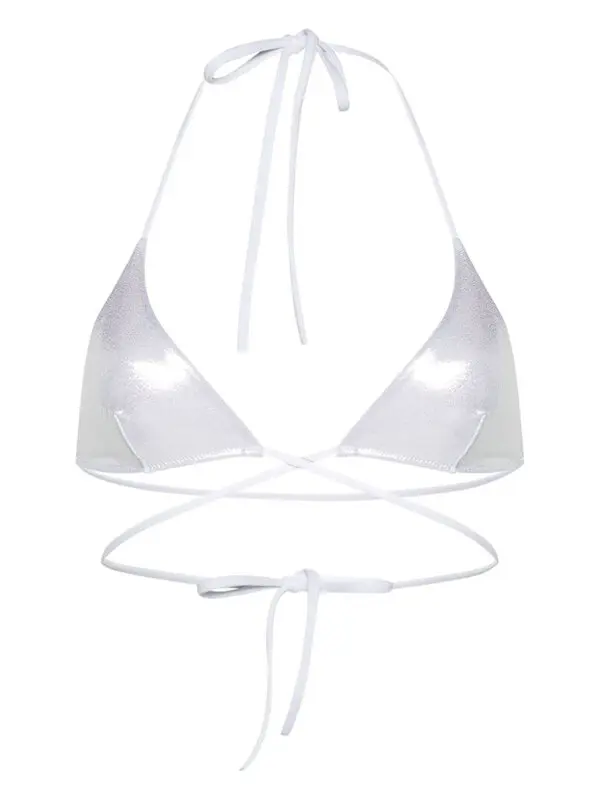 Dsquared2 Metallic Halterneck Bikini Top - Silver