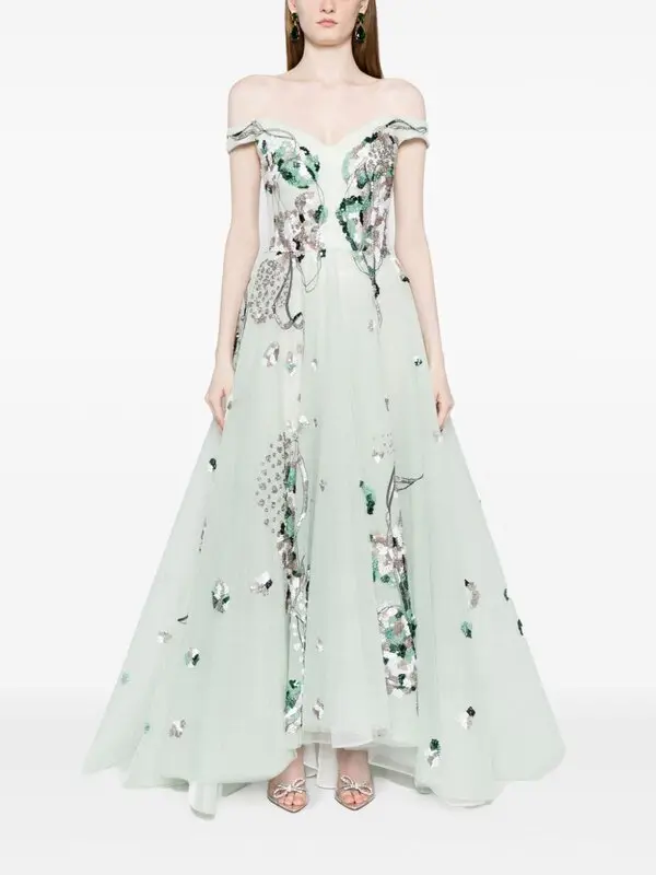 SAIID KOBEISY Off-shoulder Tulle Gown