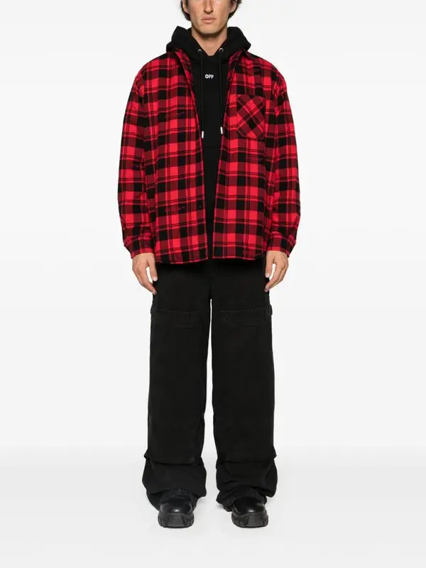Off-White Plaid-check Flannel Shirt Jacket - Red