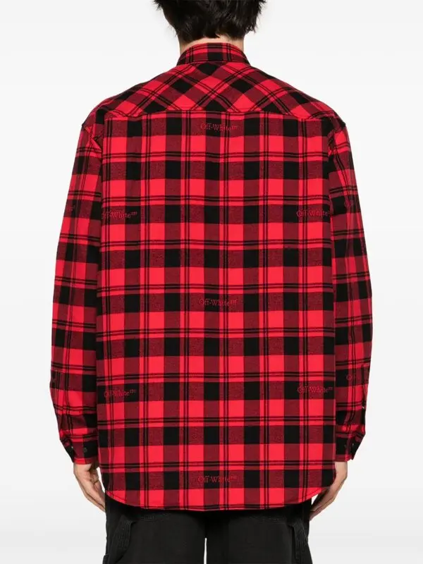 Off-White Plaid-check Flannel Shirt Jacket - Red