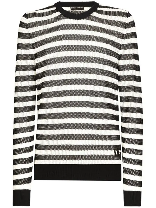 Dolce & Gabbana Striped Logo Jumper - Blue