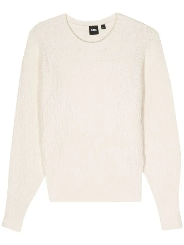 BOSS Logo-lettering Chunky-knit Jumper