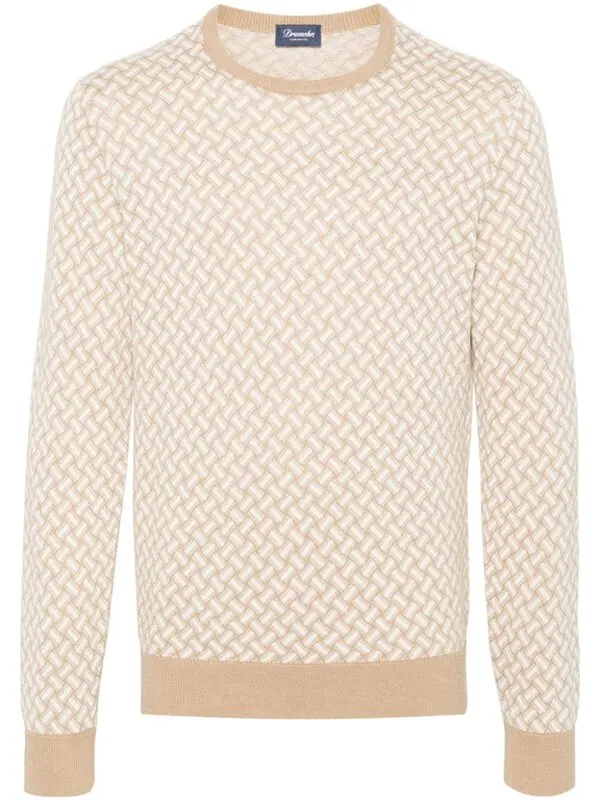 DRUMOHR Geometric-pattern Contrast-detail Jumper - Neutrals