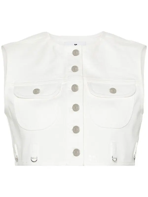 COURREGES Cropped Denim Vest - White