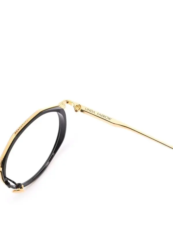 Linda Farrow Cesar Etched Round-frame Glasses