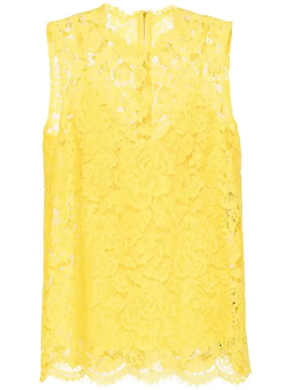 Dolce & Gabbana Cordonetto Lace Top - Yellow
