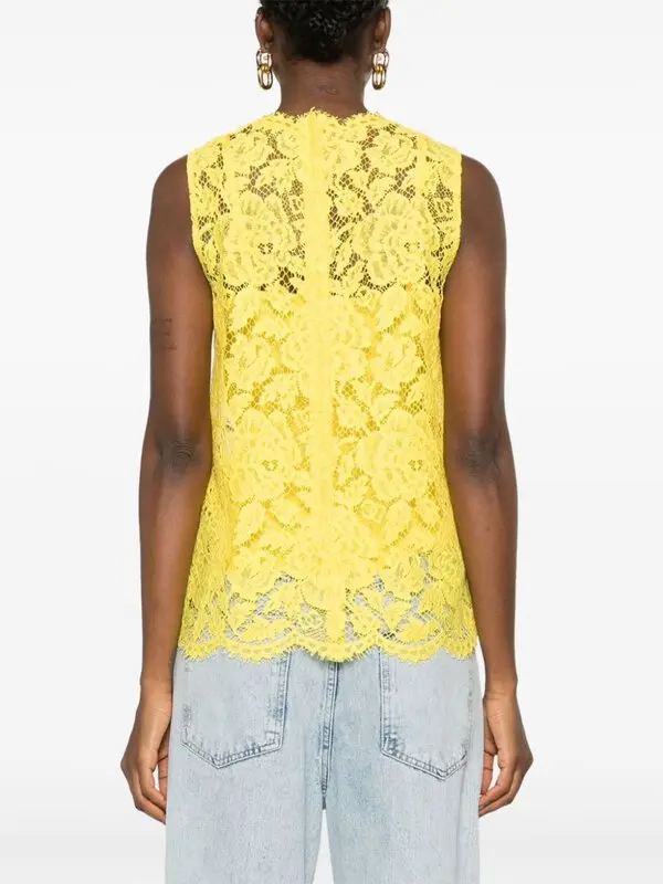 Dolce & Gabbana Cordonetto Lace Top - Yellow