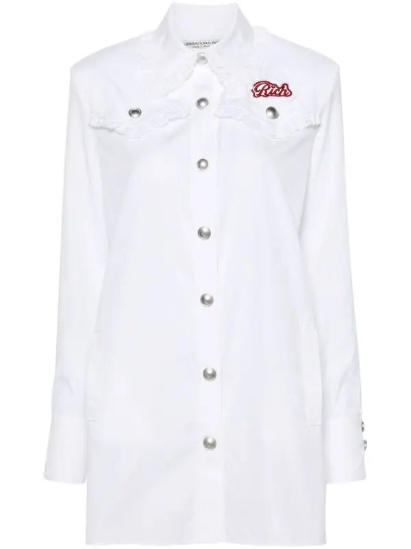 Alessandra Rich Logo-patch Lace-trim Mini Dress