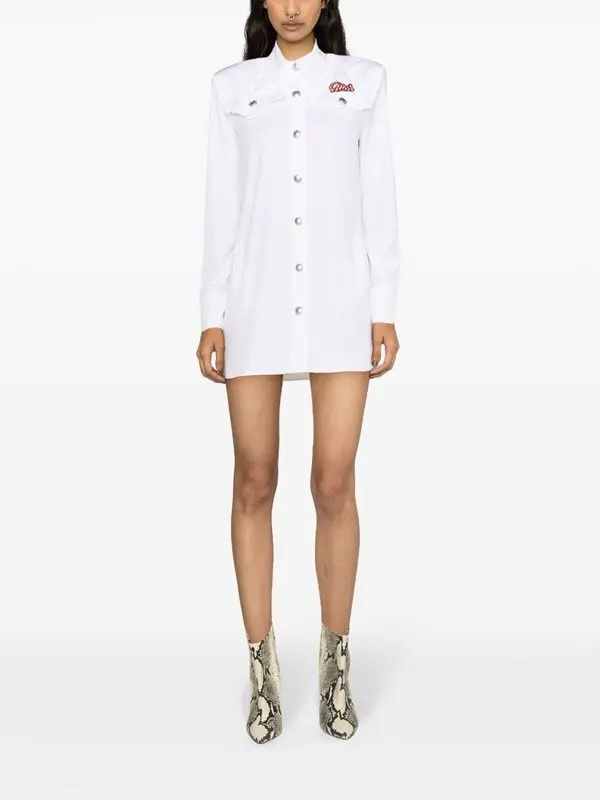 Alessandra Rich Logo-patch Lace-trim Mini Dress