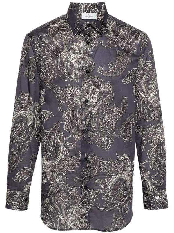 Etro Paisley-print Cotton Shirt - Blue