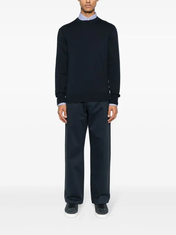 BOSS Logo-embroidered Ribbed Jumper - Blue