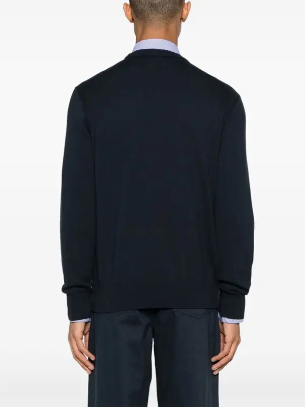 BOSS Logo-embroidered Ribbed Jumper - Blue