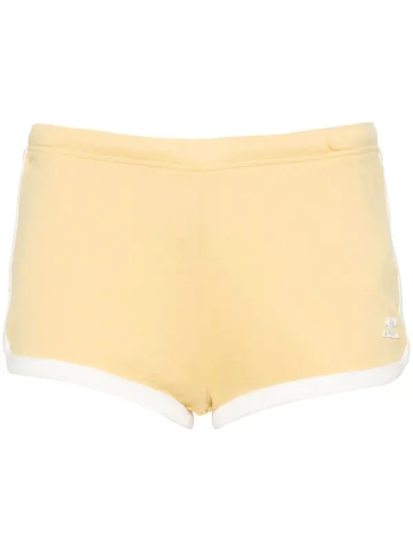 COURREGES Contrast Cotton Mini Shorts - Yellow