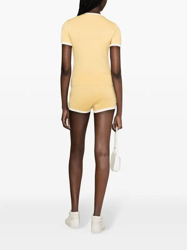 COURREGES Contrast Cotton Mini Shorts - Yellow