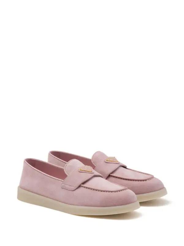 Prada Enamel Triangle-logo Leather Loafers