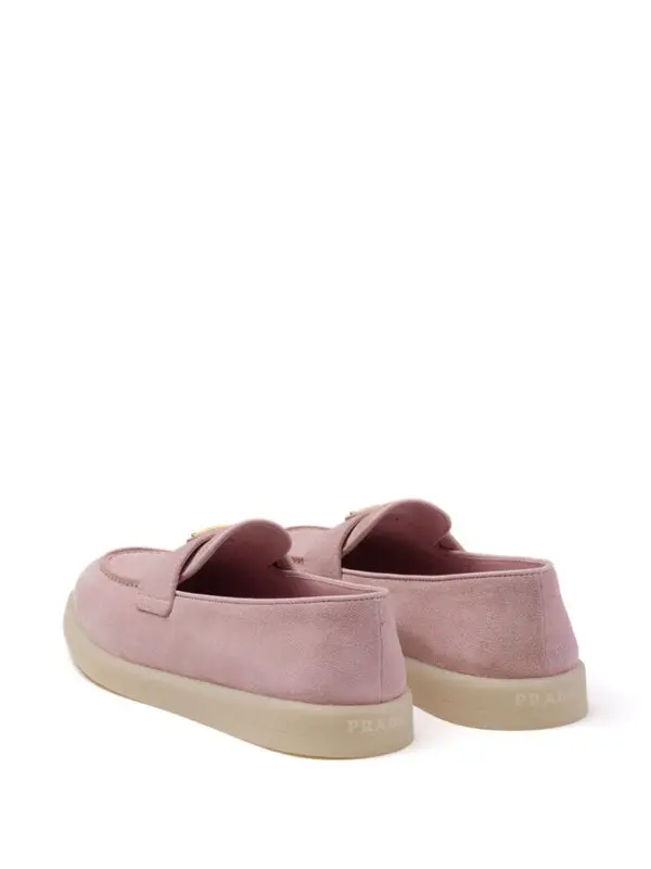 Prada Enamel Triangle-logo Leather Loafers