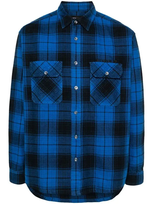 PURPLE BRAND Plaid-check Flannel Shirt