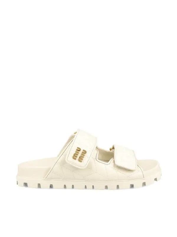 Miu Miu Canvas And Leather Clogs - White