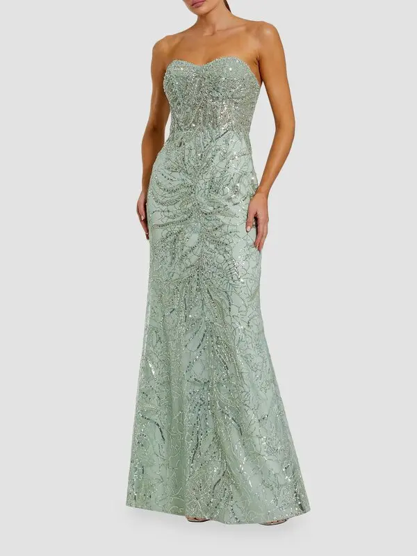 Mac Duggal Embellished Strapless Gown - Jade