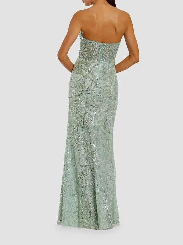 Mac Duggal Embellished Strapless Gown - Jade