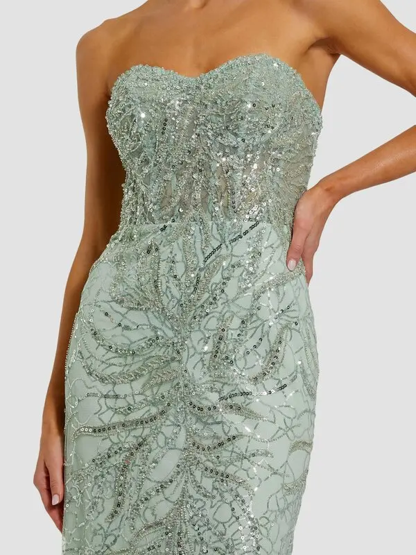 Mac Duggal Embellished Strapless Gown - Jade